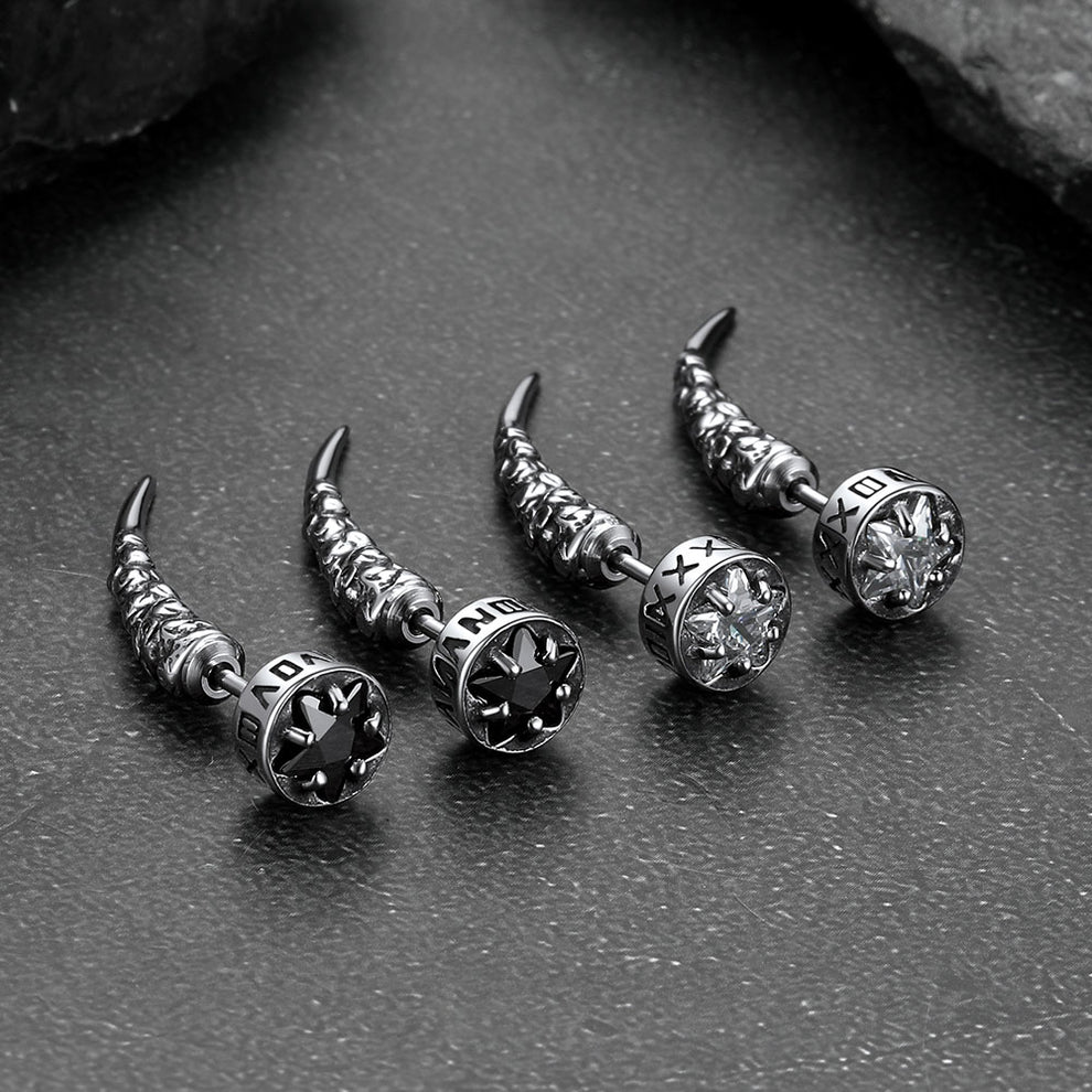 Viking Nordic Star Rune Fang Stud Earrings for Men – FaithHeart Jewelry