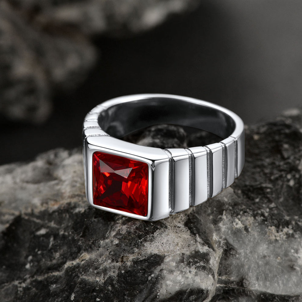 Men's Birthstone Ring | Stainless Steel Band – FaithHeart Jewelry