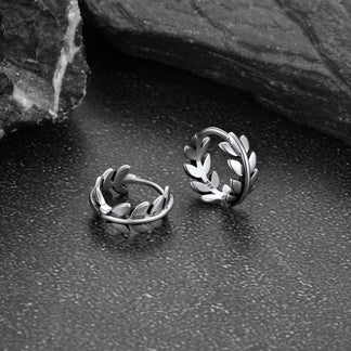 Sterling Silver Small Leaf Hoop Huggie Earrings for Men Women ...