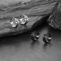 Sterling Silver Small Leaf Hoop Huggie Earrings for Men Women ...