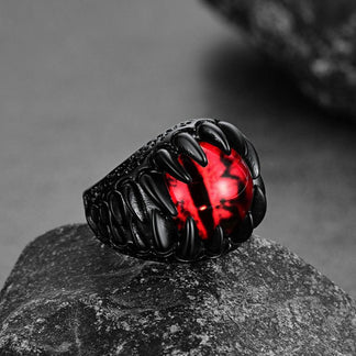 Gothic Dragon Teeth Red Evil Eyes Ring for Men – FaithHeart Jewelry