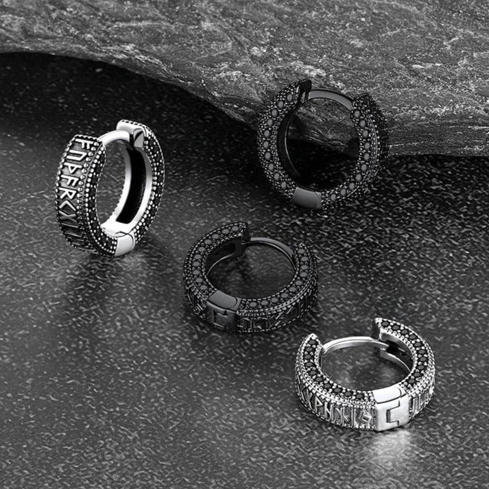 Rune Hoop Earrings | Sterling Silver Viking Jewelry – FaithHeart Jewelry