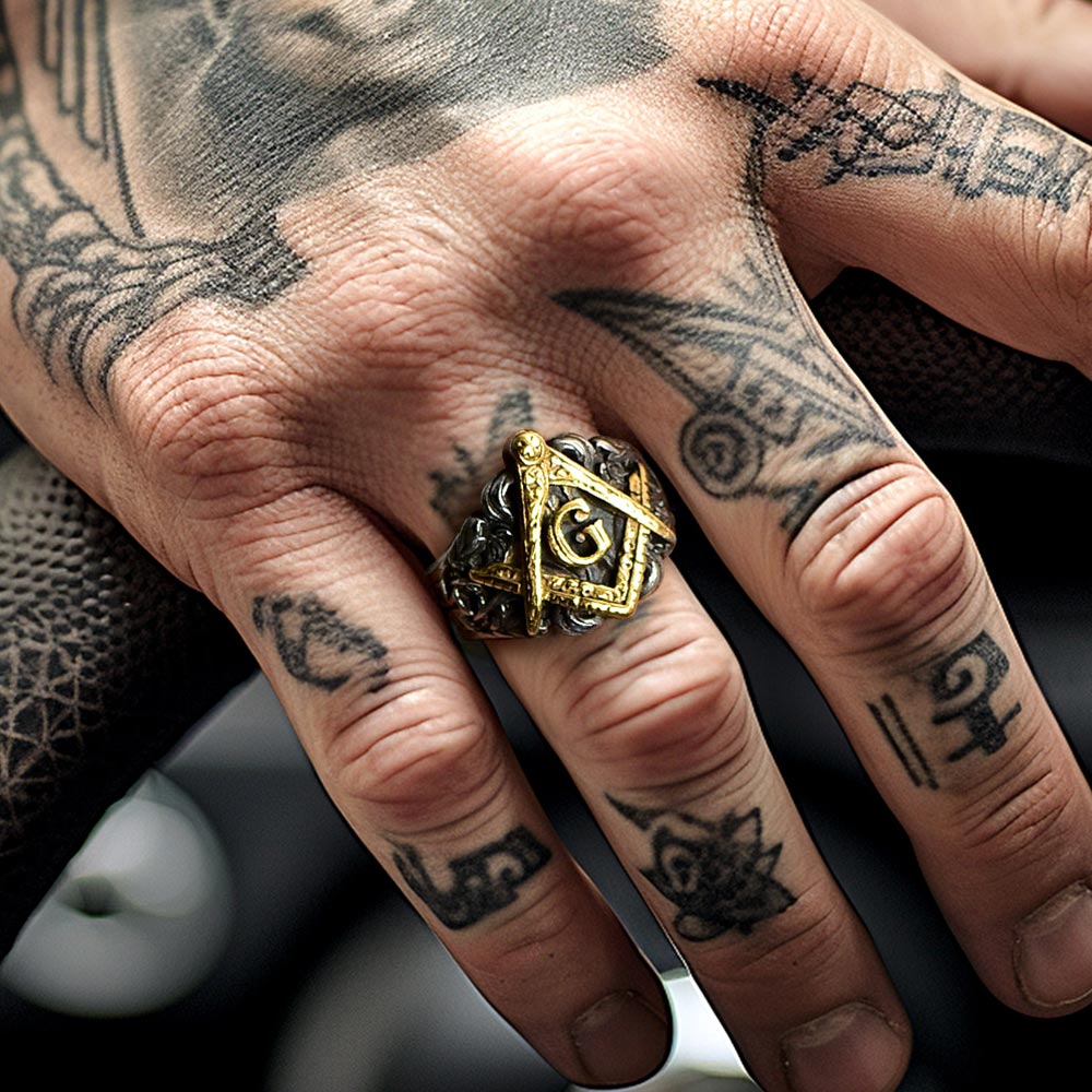 Masonic Ring for Men | Compass & Rule – FaithHeart Jewelry