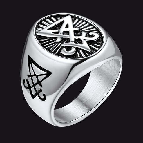 Satan Leviathan Cross Lucifer Signet Ring For Men – FaithHeart Jewelry