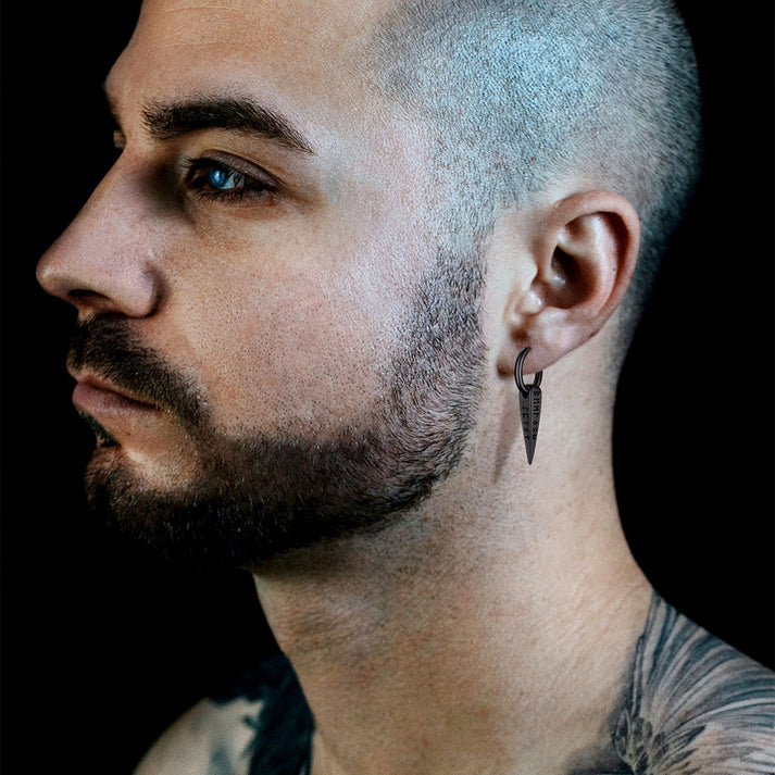 Men's Viking Rune Earrings | Stainless Steel Hoops – FaithHeart Jewelry