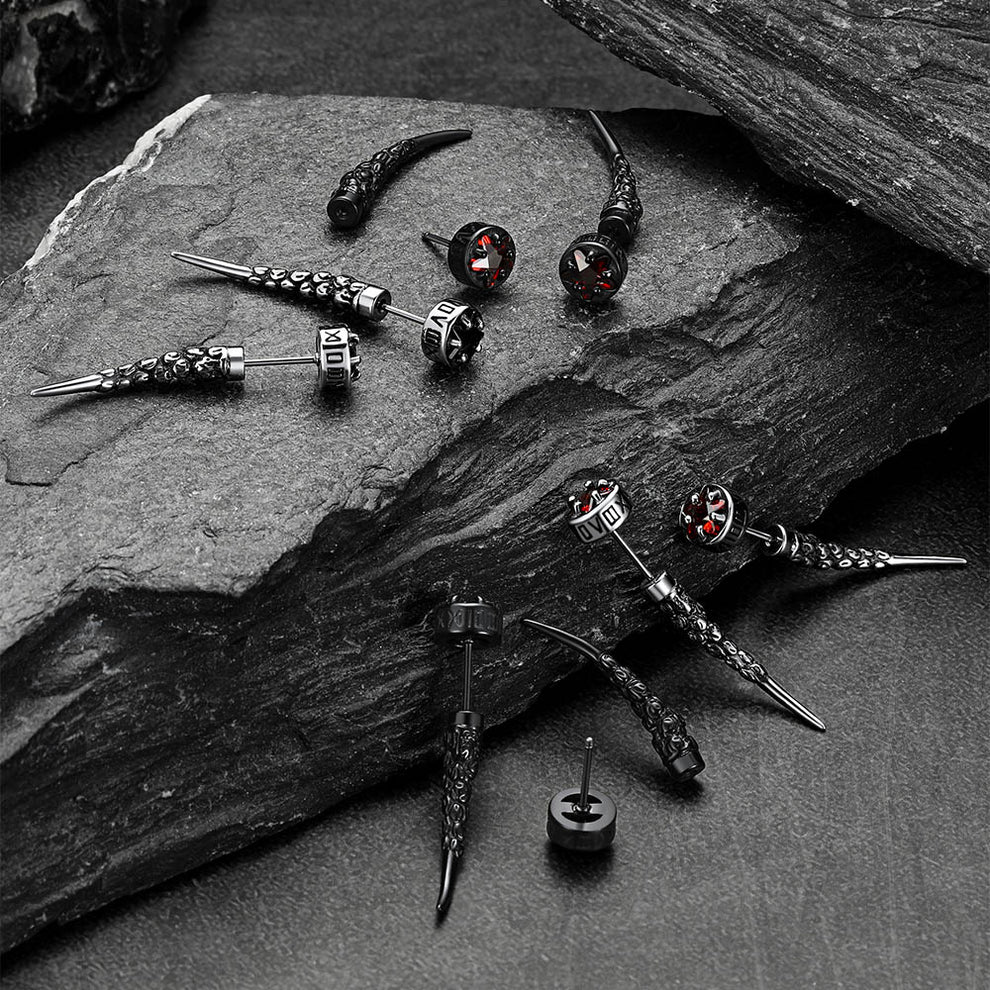 Viking Fang Earrings for Men | Rune Design – FaithHeart Jewelry
