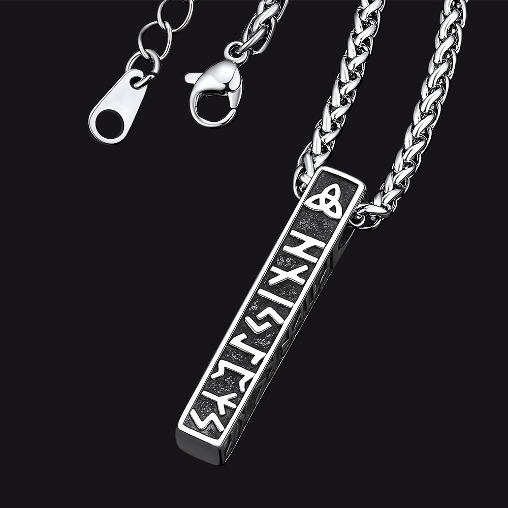 Custom Viking Runes Bar Necklace Amulet Pendant – FaithHeart Jewelry