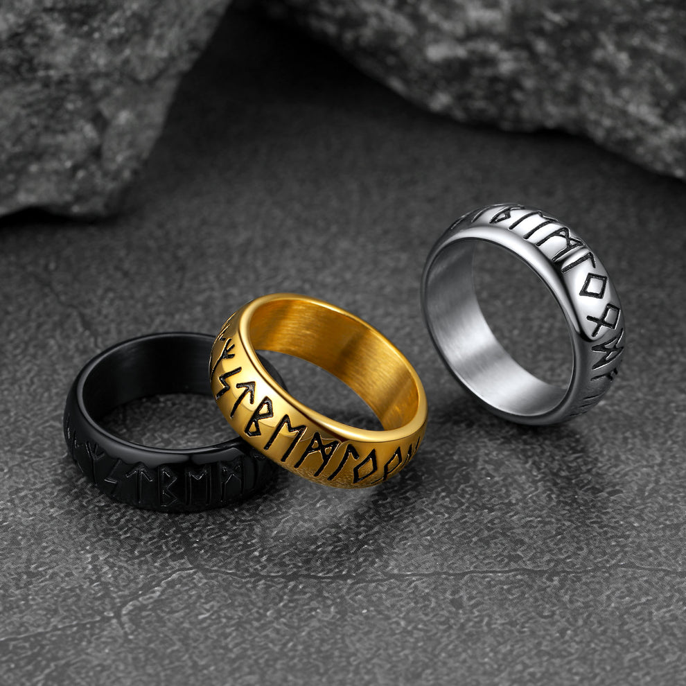 Viking Runes Ring for Men | Stainless Steel – FaithHeart Jewelry