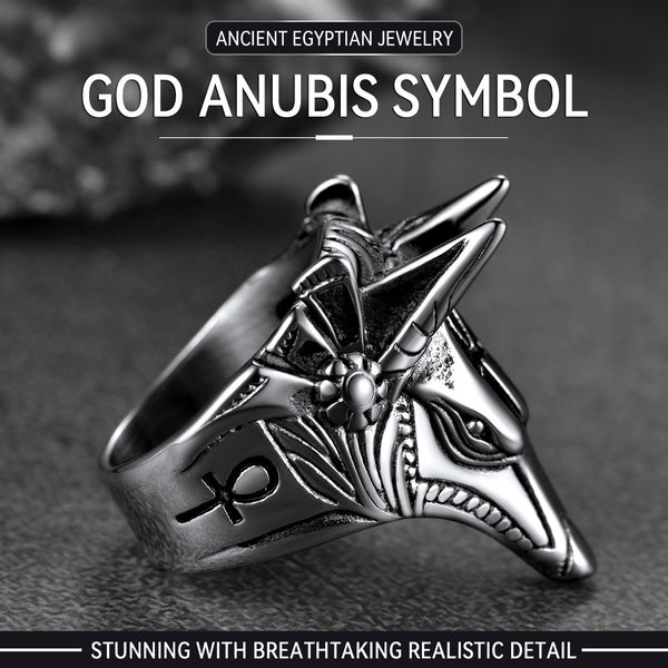 Anubis Ring With Ankh Cross | Egyptian Jewelry for Men – FaithHeart Jewelry