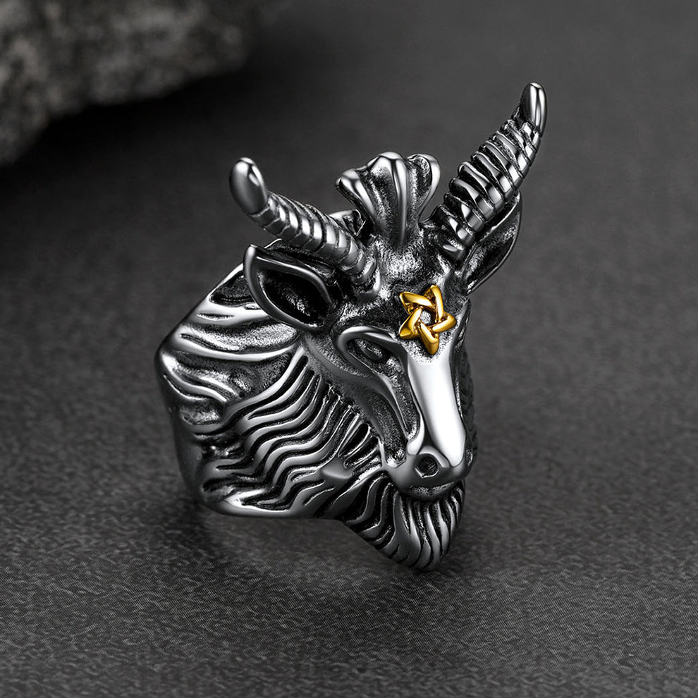 Baphomet Ring for Men | Pentagram | Stainless Steel – FaithHeart Jewelry
