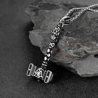 Viking Thor's Hammer Necklace Mjolnir Charm for Men – FaithHeart Jewelry