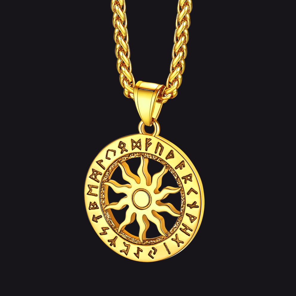 Viking Sun Wheel Rune Necklace | Stainless Steel – FaithHeart Jewelry